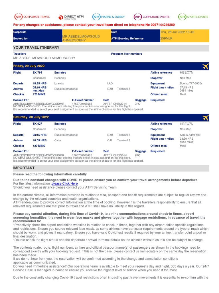 ATPI Itinerary 259M | PDF