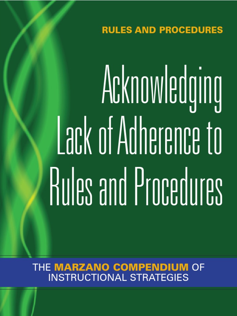 Marzano's Compendium: Acknowledging Lack of Adherence To Rules and ...