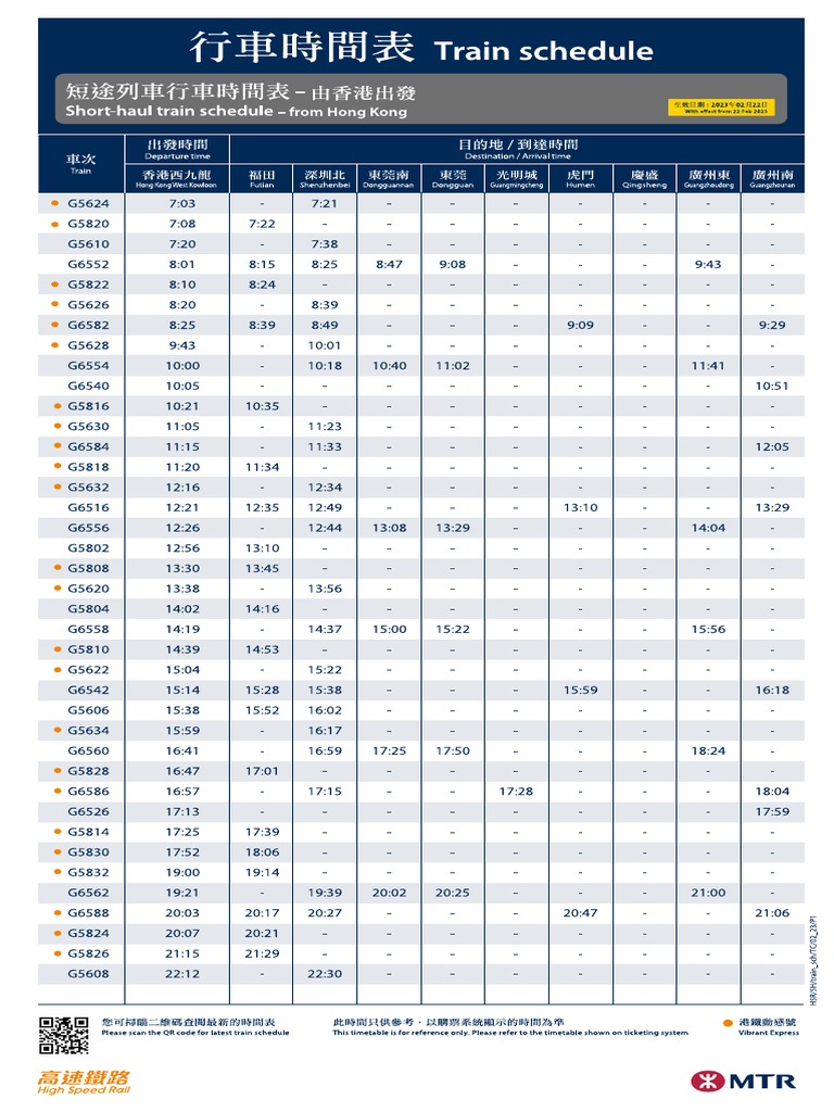 Short Haul Train Timetable TC | PDF
