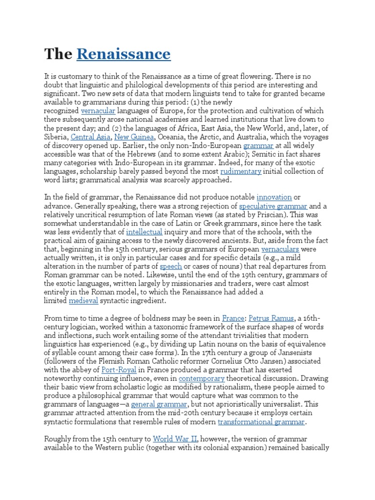 The Renaissance | PDF | Grammar | Linguistics