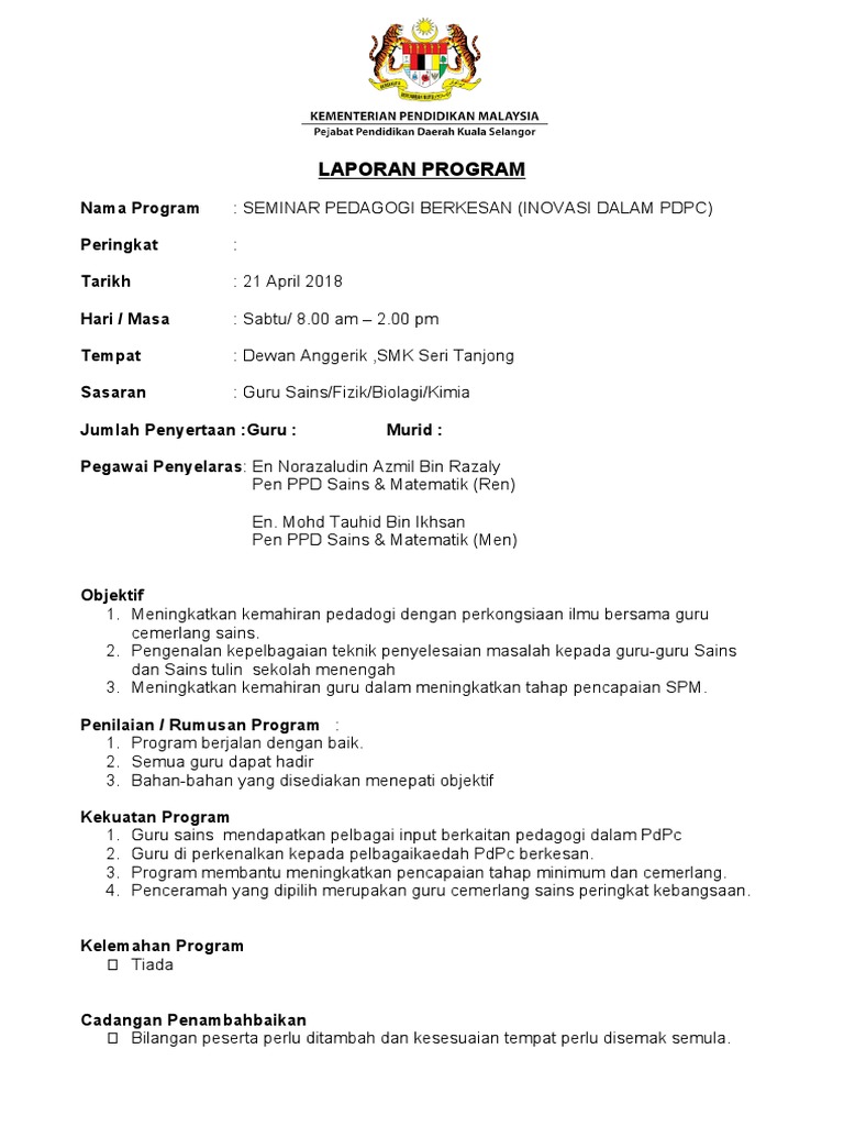 Contoh Laporan Program | PDF