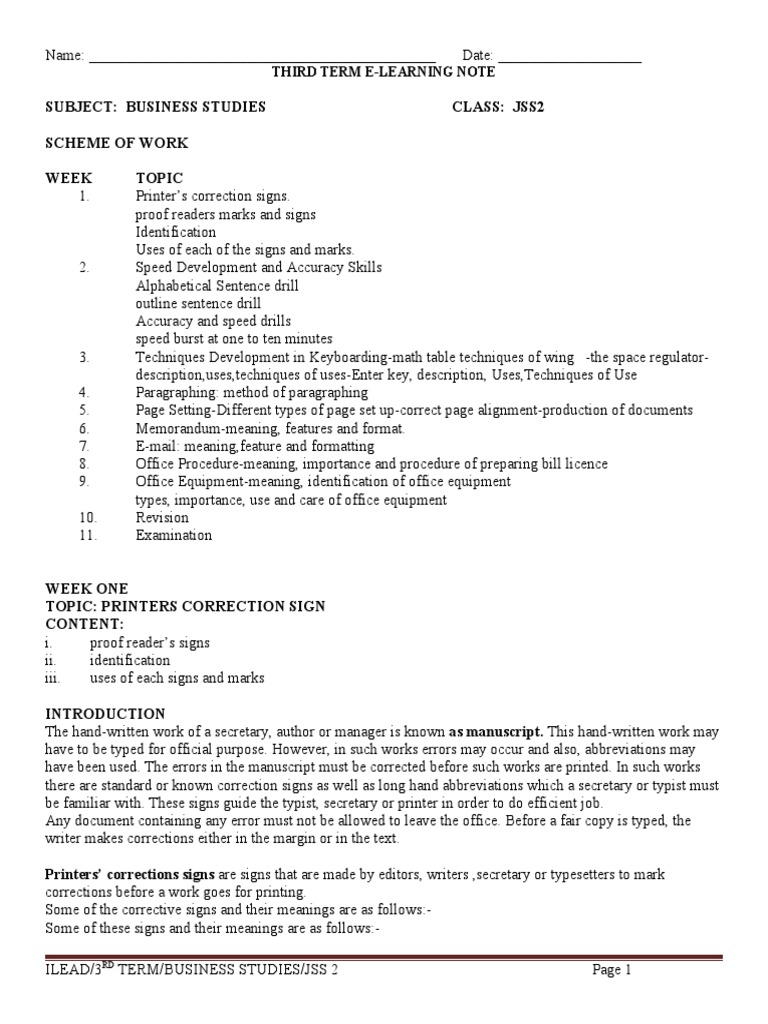 3RD Term J2 Business Studies | PDF | Cheque | Paragraph