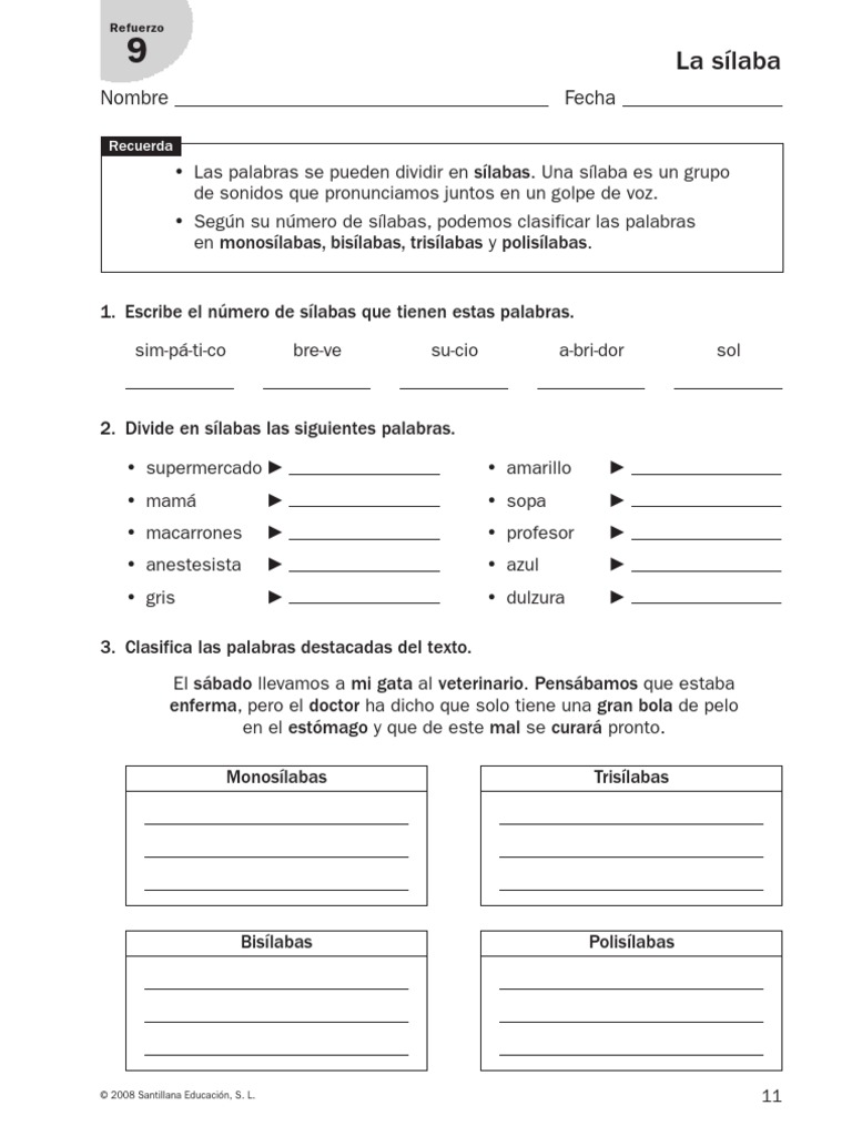SILABA Repaso Lengua 3º 2 | PDF | Lingüística