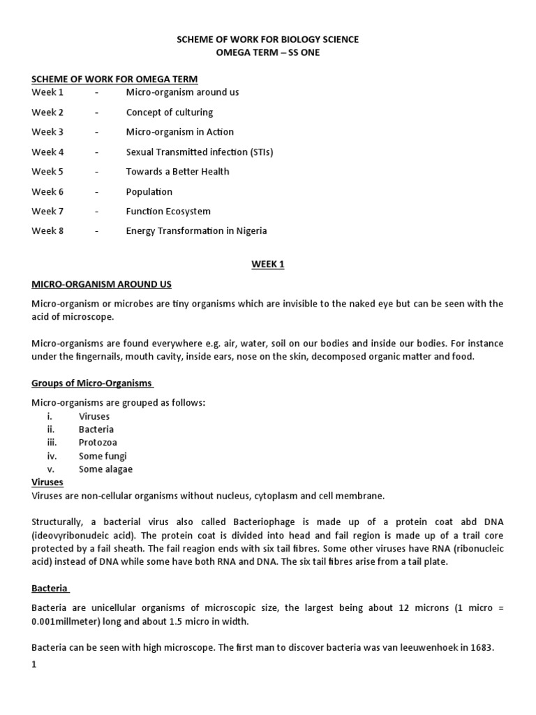 Ss 1 Third Term Biology | PDF | Bacteria | Hiv/Aids