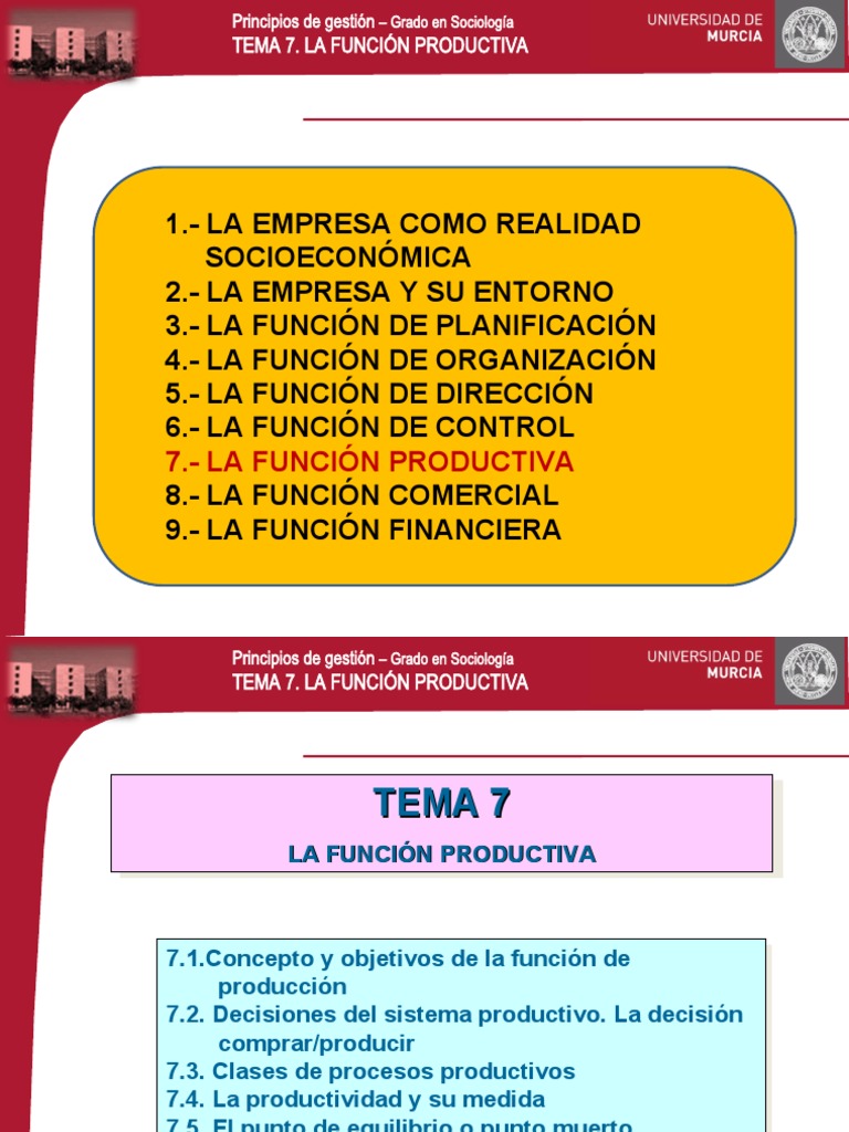 Tema 7 GS PG Función Productiva | PDF | Costo | Logística