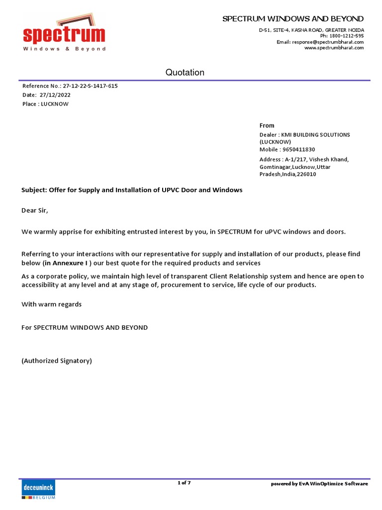 UPVC Window Quotation | PDF | Taxes | Warehouse