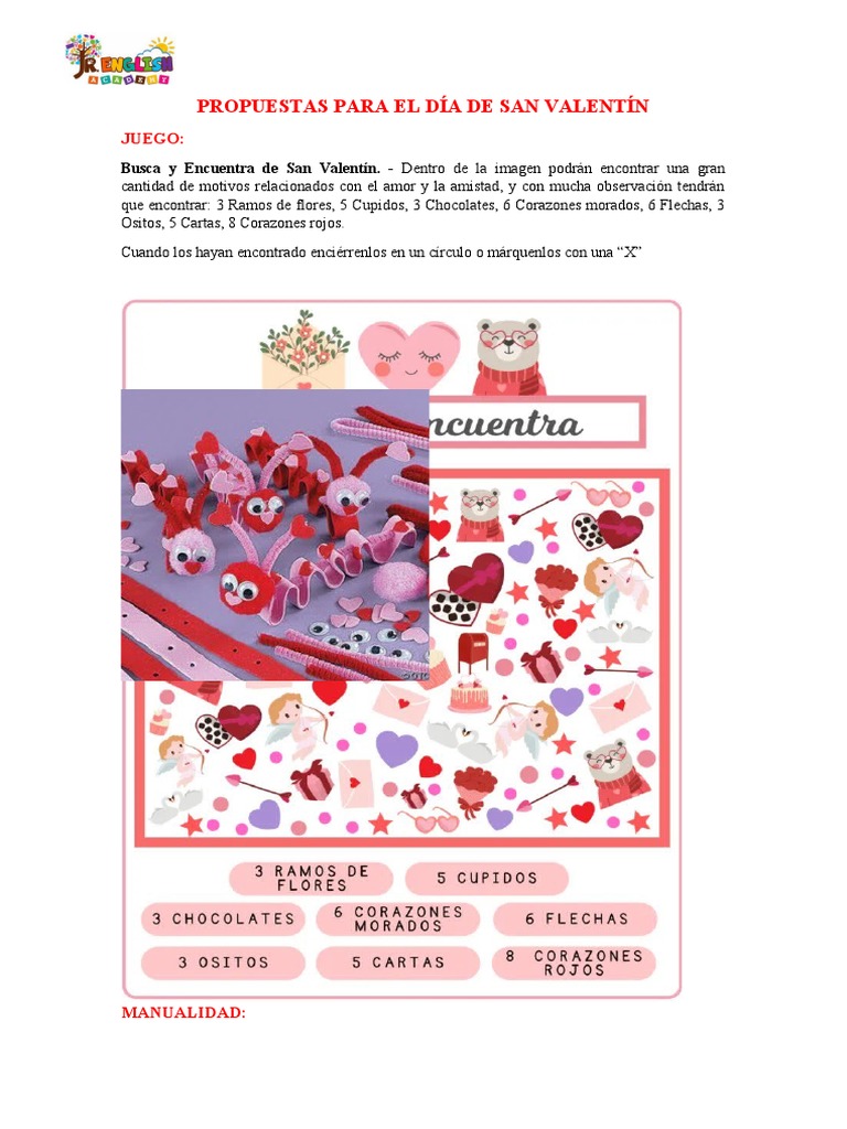 Actividades Creativas para San Valentín y Carnaval | PDF | Color ...