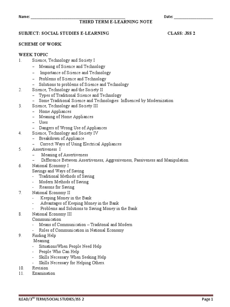 3RD Term J2 Social Studies | PDF | Hypothesis | Science