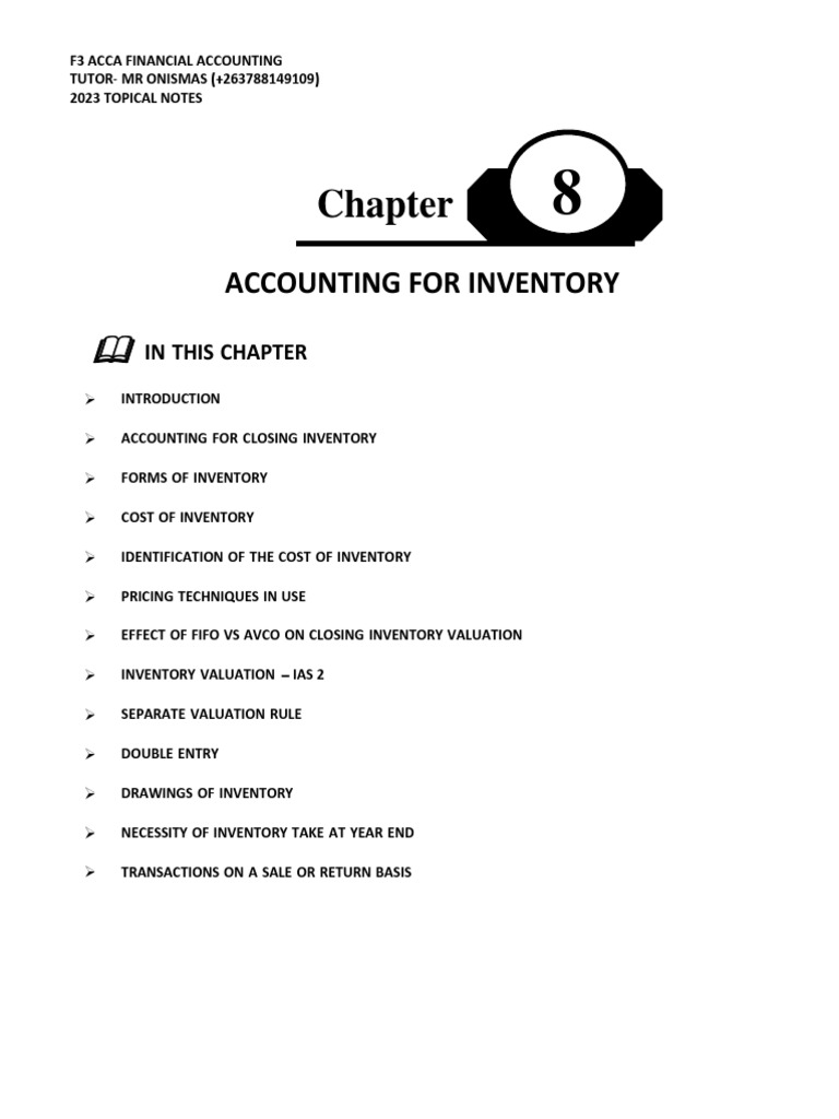 Accounting for Inventory in F3 ACCA | PDF | Inventory | Debits And Credits
