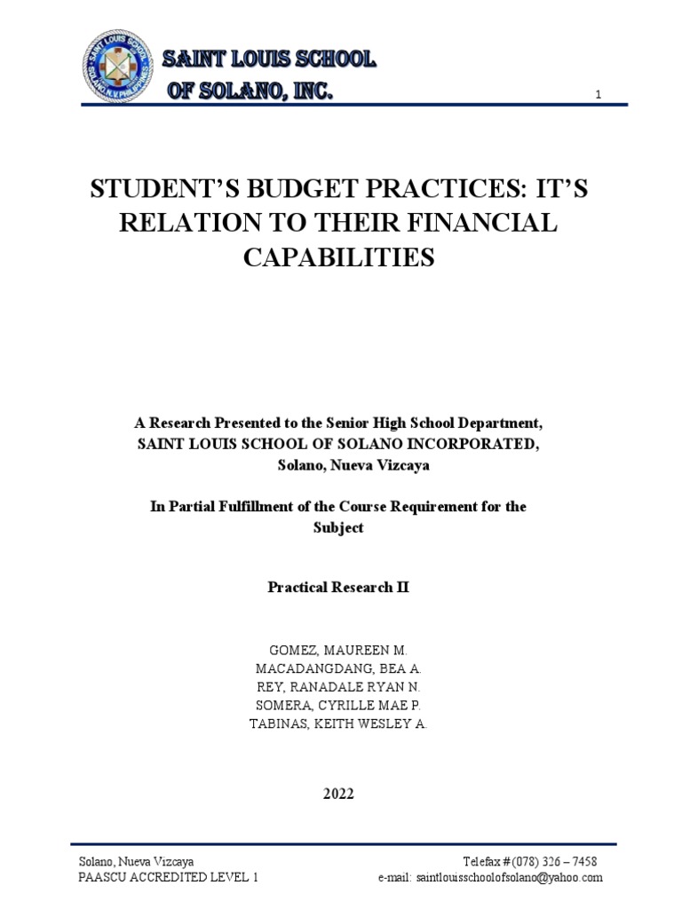 Students Budget Practices 1 | PDF | Survey Methodology | Financial Literacy