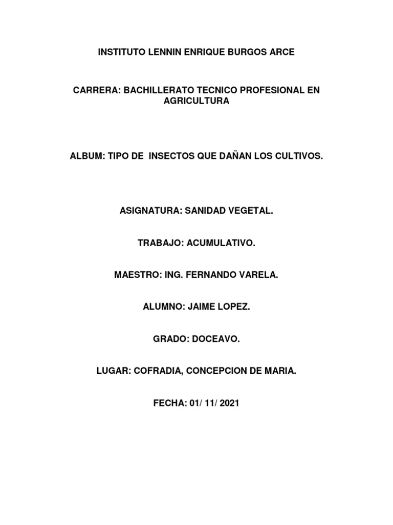Insectos que Dañan Cultivos | PDF | Hexapoda | Insectos