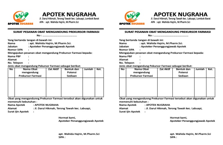 Surat Pesanan Prekursor | PDF