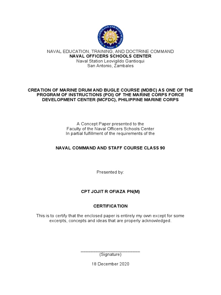 Marine Drum and Bugle Course Proposed | PDF | Military