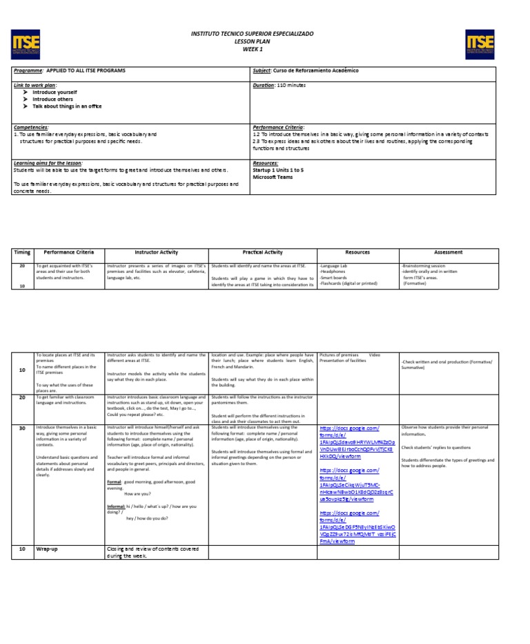 Week 1 Lesson Plan 2023 | PDF | Lesson Plan | Teachers