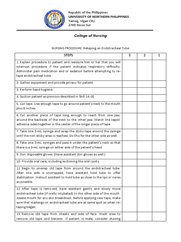 Retaping An Endotracheal Tube | PDF | Medical Specialties | Clinical ...