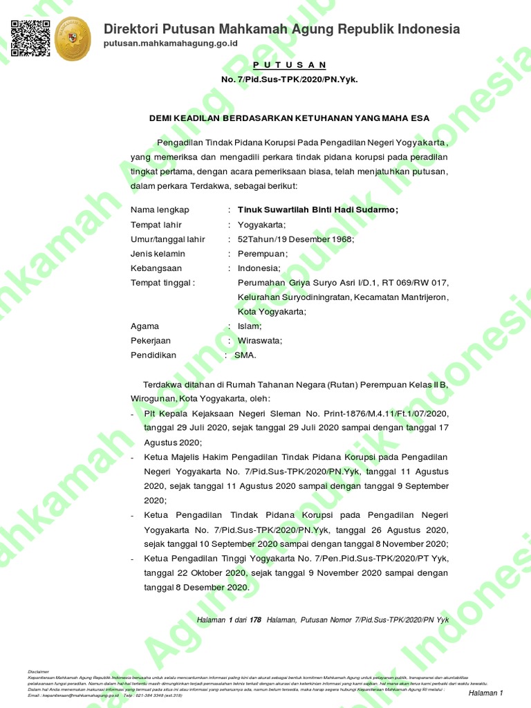 Putusan 7 Pid - Sus-Tpk 2020 PN Yyk 20230228175325 | PDF