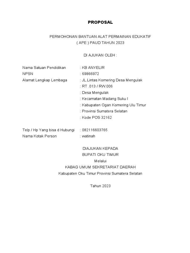 Proposal Paud 2022 | PDF