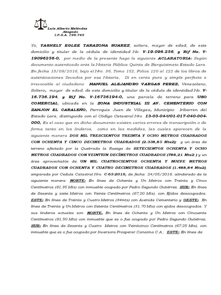 Aclaratoria Yashely PDF