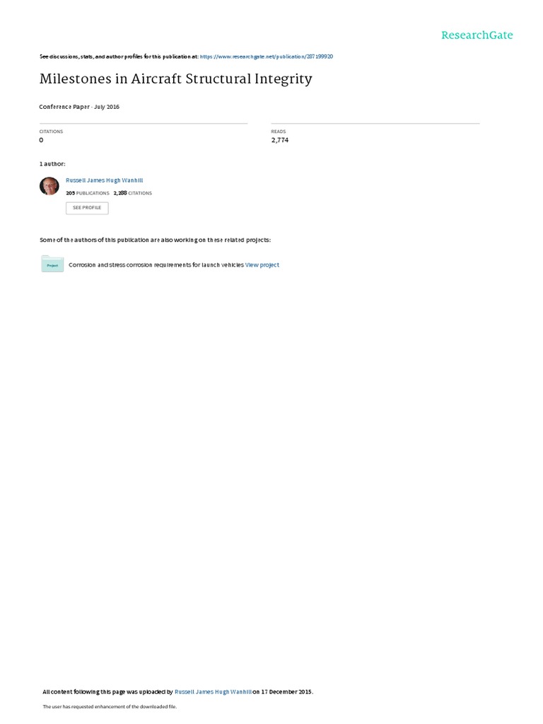 Milestones in Aircraft Structural Integrity | PDF | Transport | Aviation