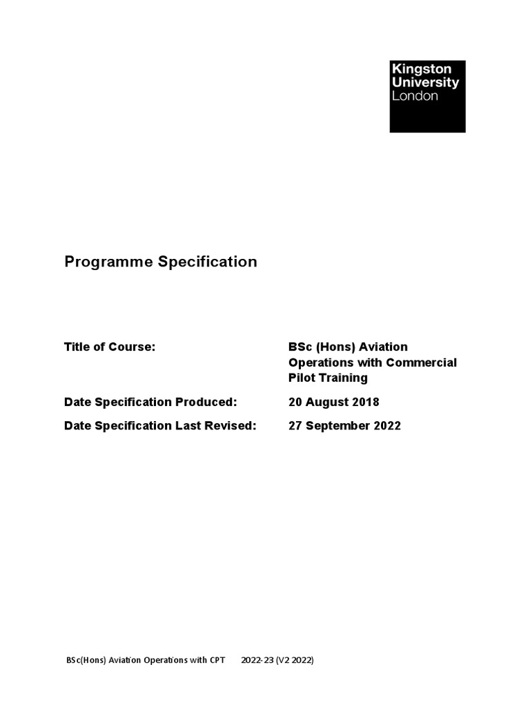 BSc Aviation Operations with Pilot Training | PDF | Educational ...