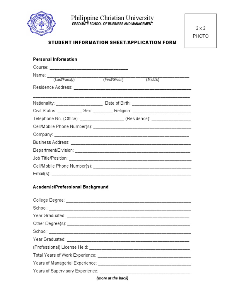Student Info Application Form | PDF | Telecommunications | Communication