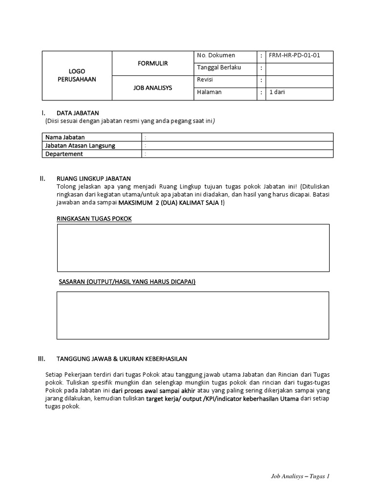 Unsur Formulir Rencana Kinerja Jabatan | PDF | Bisnis