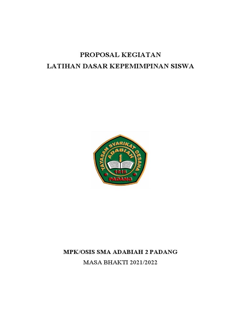 Proposal Ldks Mpk Osis Sma Adabiah 2 Pdf