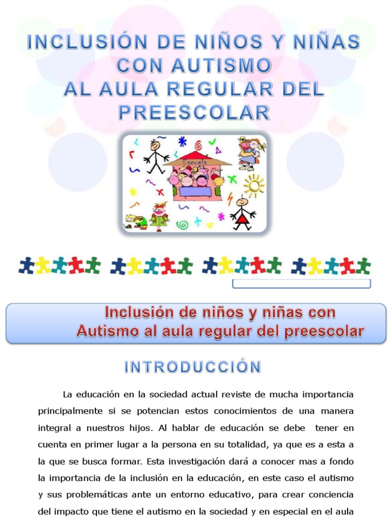 Inclusion de Niños Tea en Preescolar | PDF | Espectro autista ...