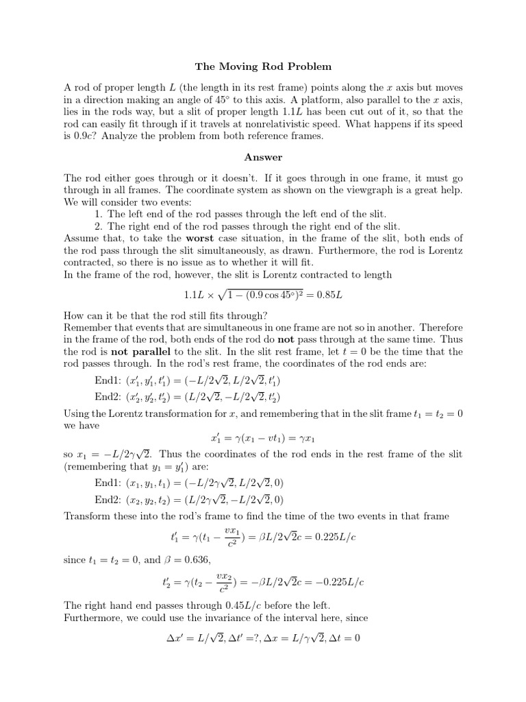 Rod Problem | PDF | Mathematics | Special Relativity