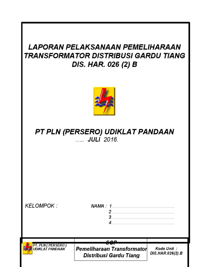 Sop Dis Har 026 (2) B Trafo Dist Trafo Tiang Cit 1 | PDF
