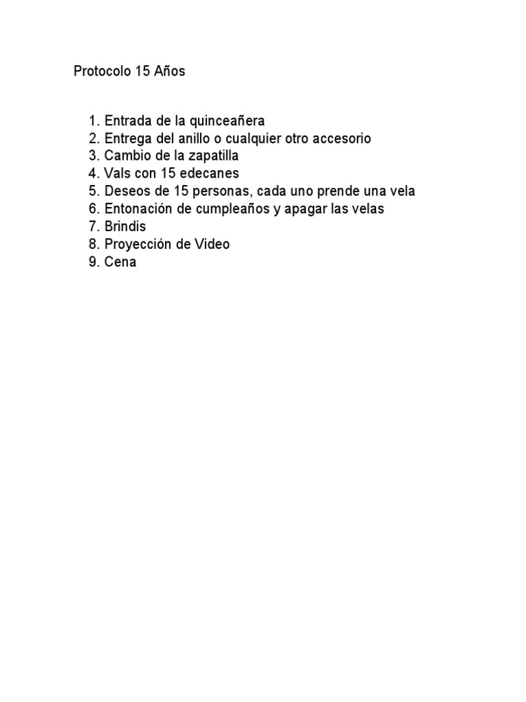Protocolo 15 Años | PDF