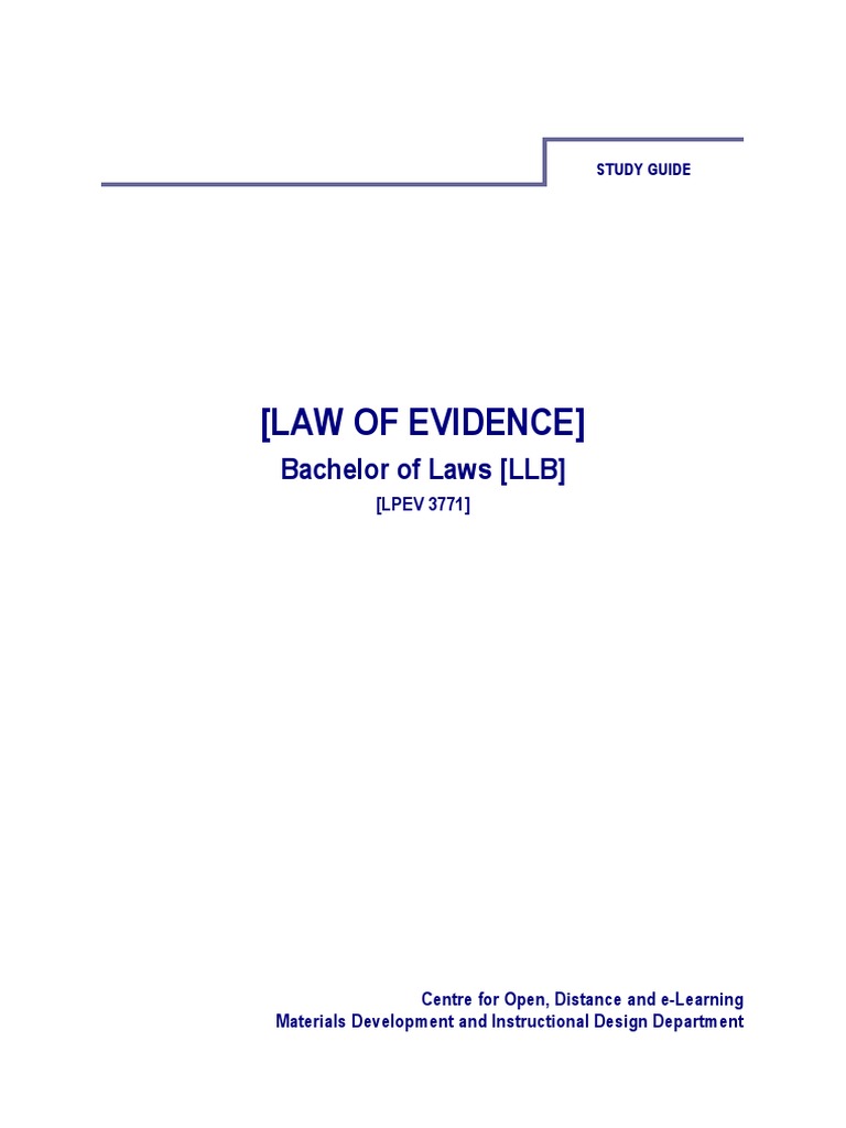 Law of Evidence Study Guide 2020 | PDF