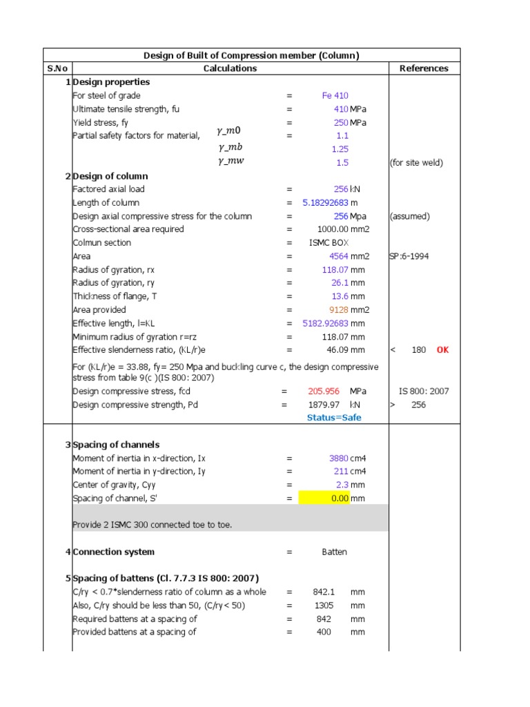 Built Up Section Design Sheet | PDF | Strength Of Materials | Screw