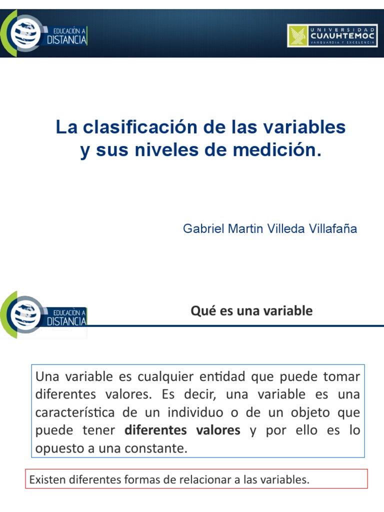 Variables y Niveles de Medición | PDF | Nivel de medida | Estadísticas