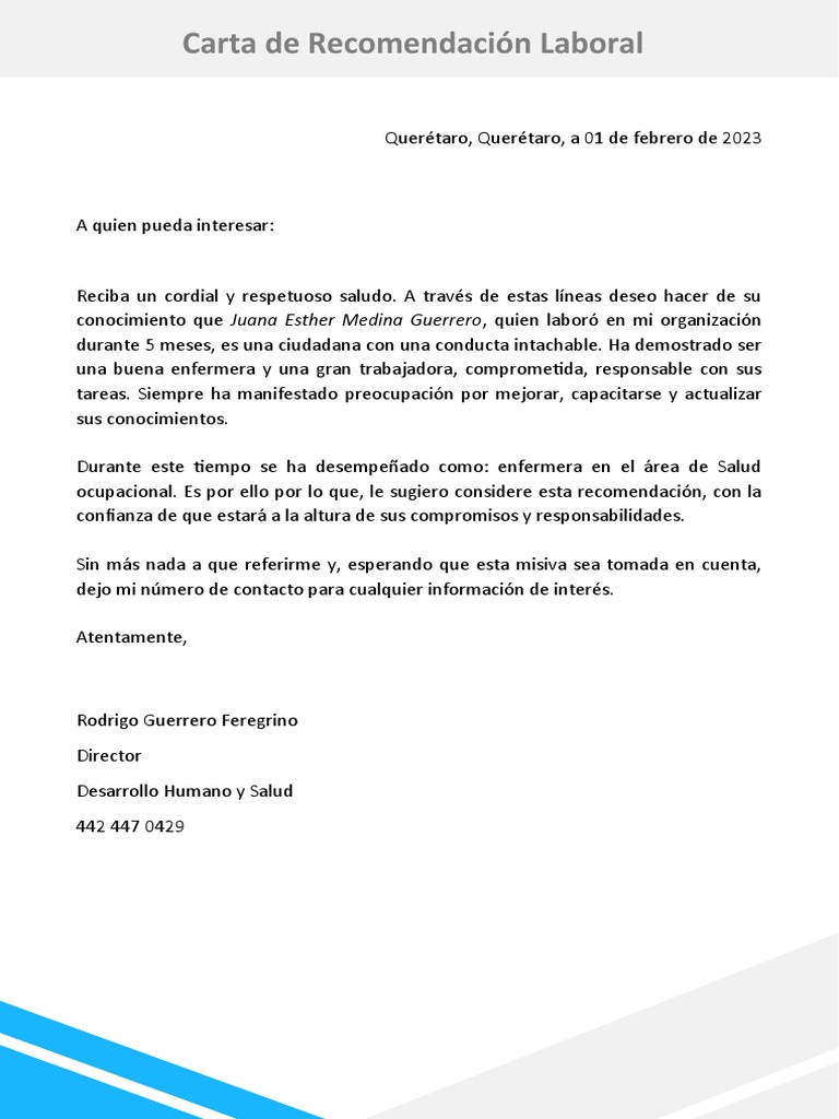 39 Modelo de Carta de Recomendacion Laboral | PDF