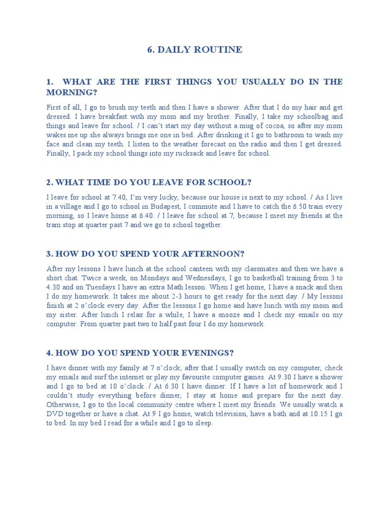 Daily Routine | PDF
