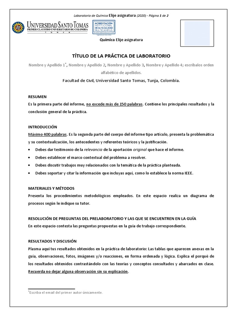 Cuadernillo Guía para Presentar Informes de Laboratorio | PDF | Laboratorios | Science