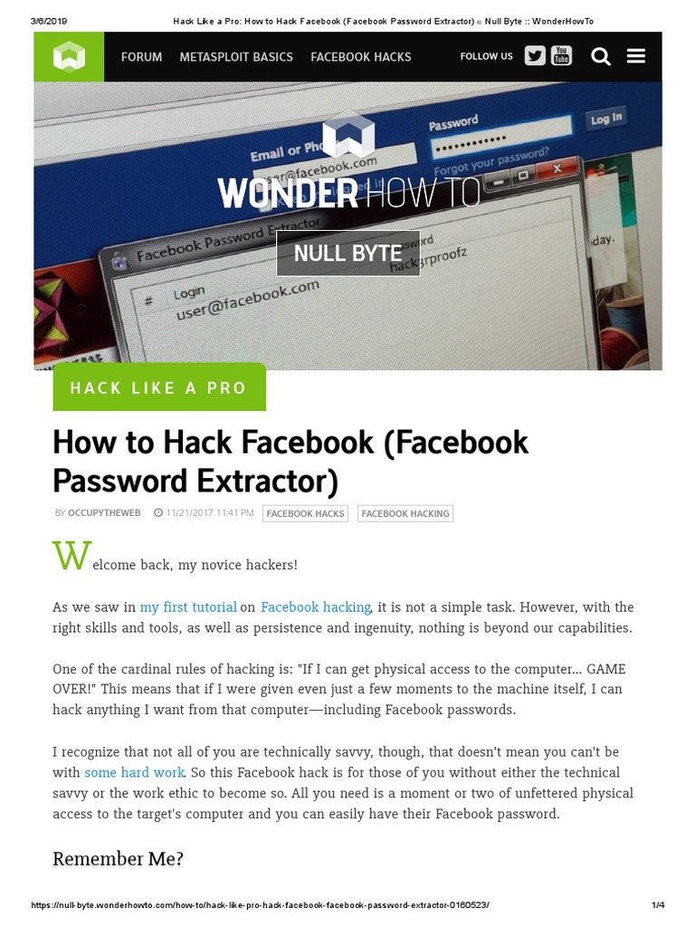 Hack Like A Pro How To Hack Facebook Facebook Password Extractor Null Byte Wonderhowto