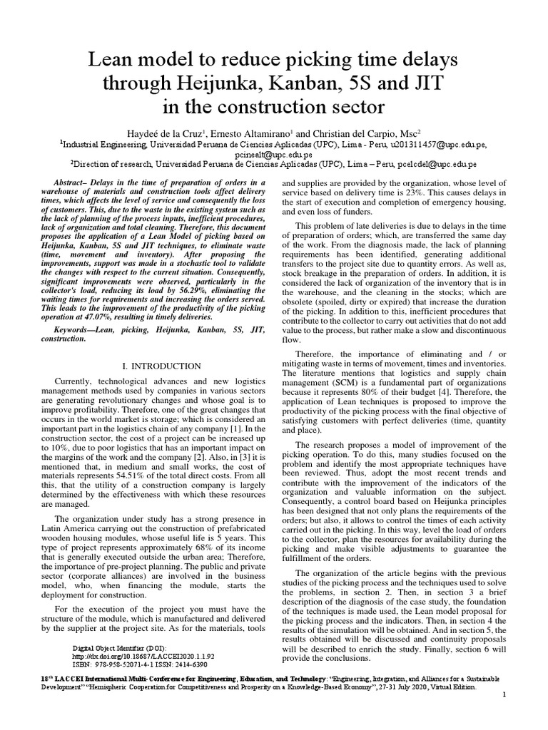 Lean Model To Reduce Picking Time Delays - 2020 | PDF | Lean ...