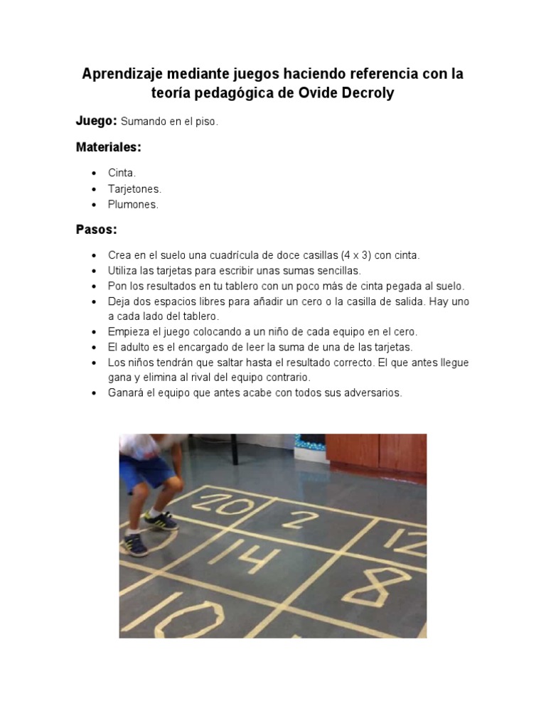 Teoría pedagógica de Ovide Decroly enseñanza por medio de juegos | PDF