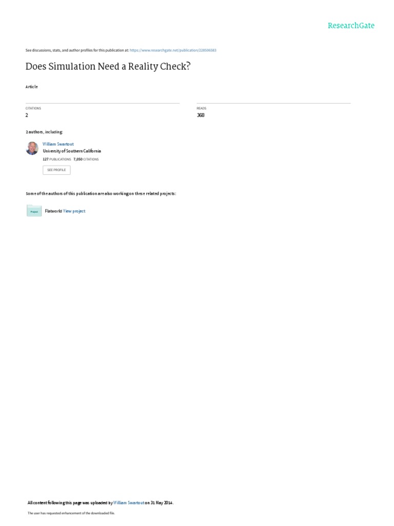 Does Simulation Need A Reality Check | PDF | Simulation