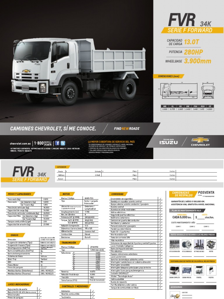 FVR 34k Ficha Tecnica | PDF | Transporte privado | Estilos de carrocería