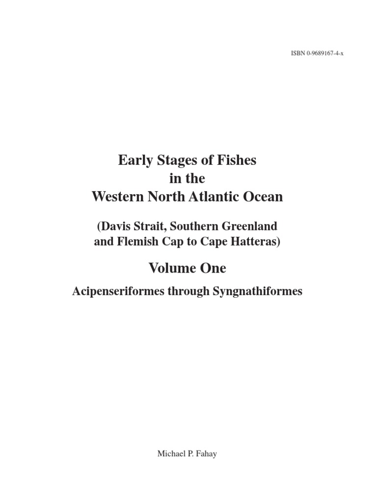 Early Stages of Fishes in The Western North Atlantic Ocean. Vol 1 | PDF ...
