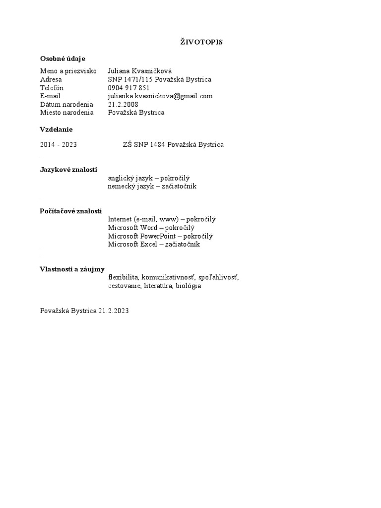 Zivotopis | PDF