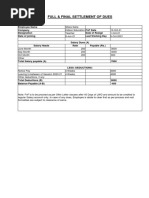 Full & Final Settlement Format Template | PDF | Salary | Payroll