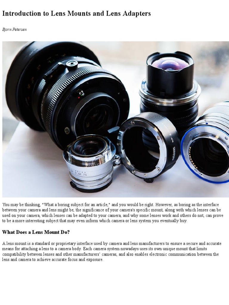 Camera Lens Sizes, Mounts & Adapters | Download Free PDF | Camera Lens ...