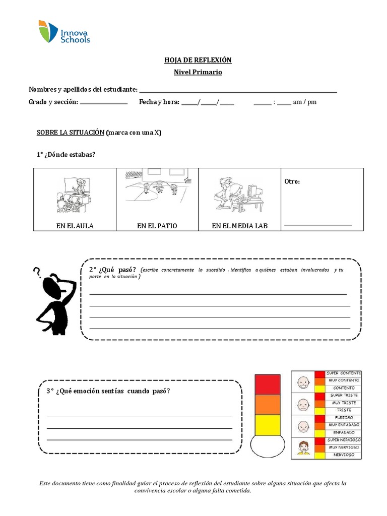 Hoja de Reflexión (Primaria) | PDF