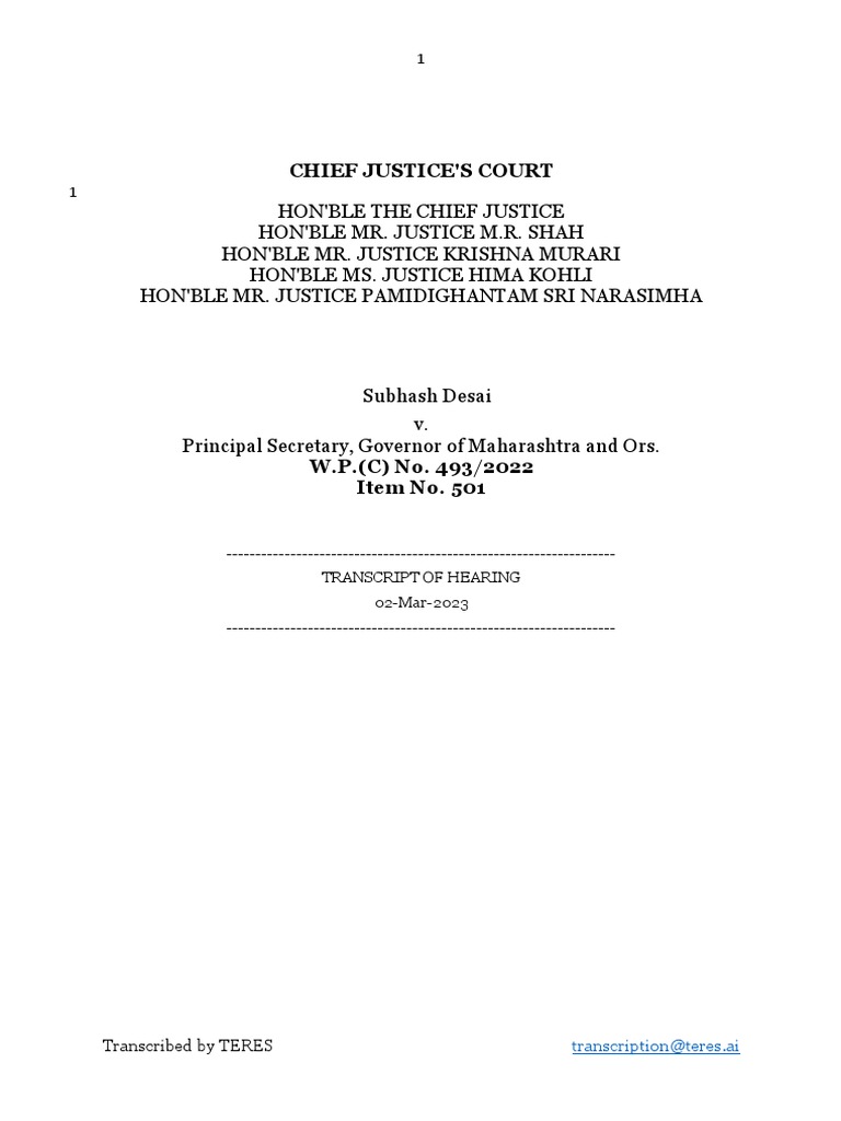 Transcript of WP Civil 493 of 2022 Hearing On 28 February 2023 | PDF ...