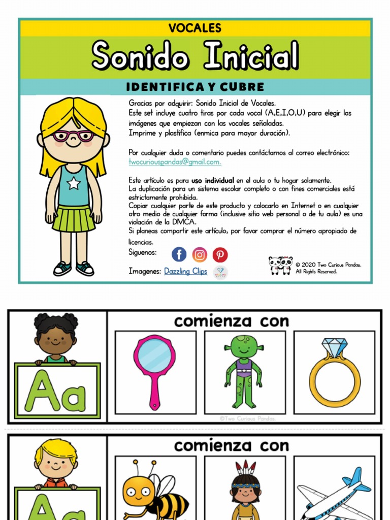 Vocales: Identifica Y Cubre | PDF