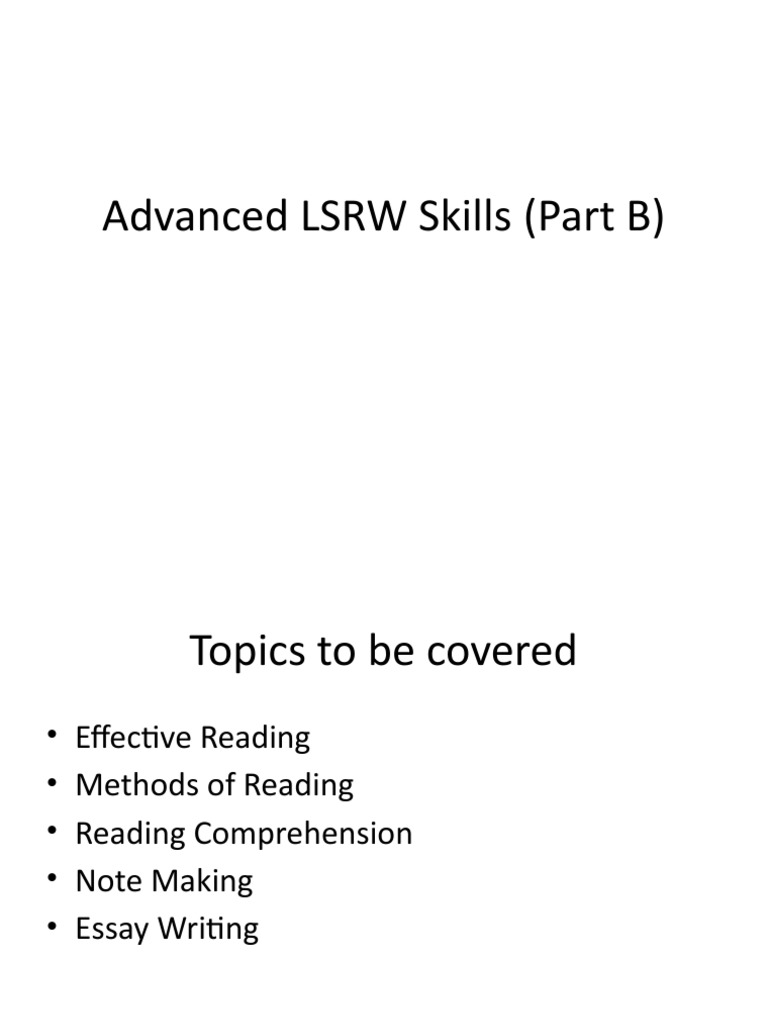 Mastering LSRW Skills for Effective Learning | PDF | Reading ...